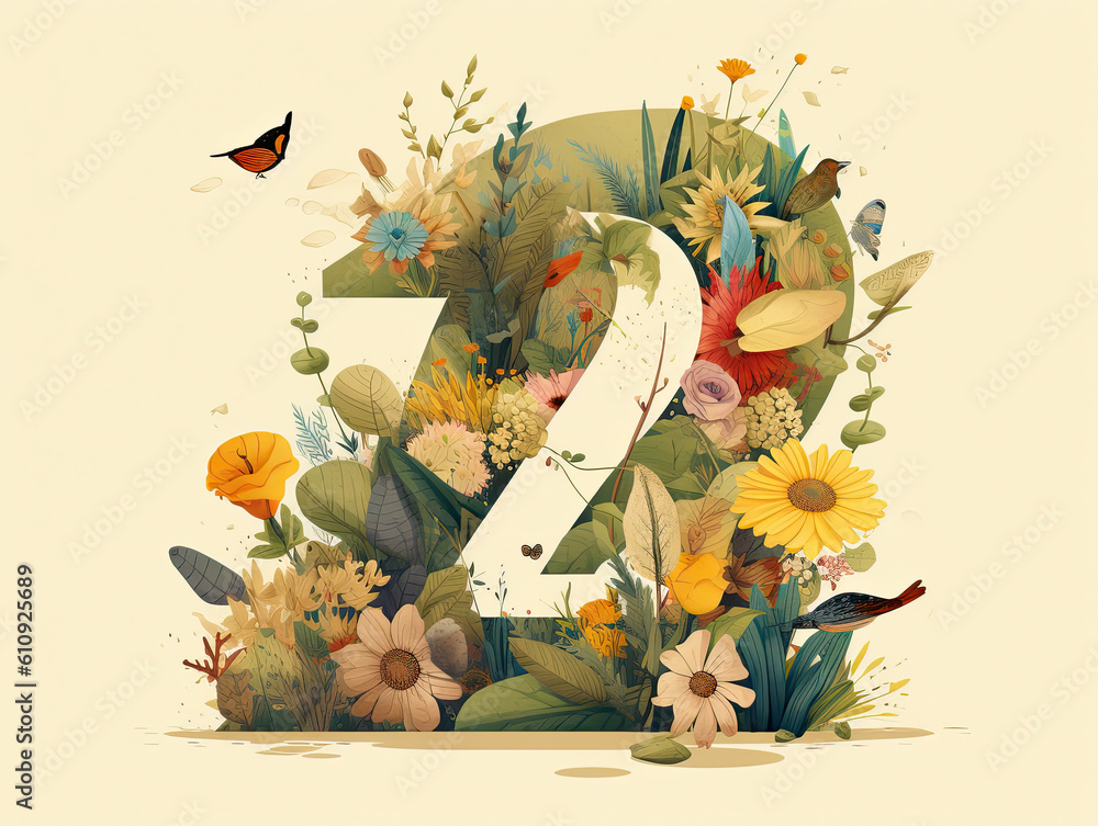 Number 2 Nature Illustration for Environmental Campaigns Stock ...