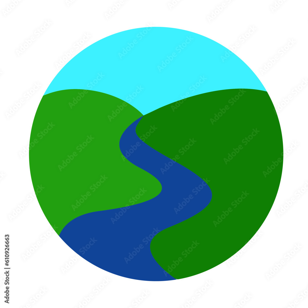 Poster River round logo icon flat vector illustration clipart – Wall ...
