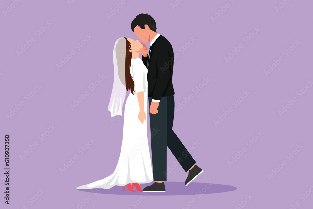 Cartoon flat style drawing dominant relationship of human. Married ...