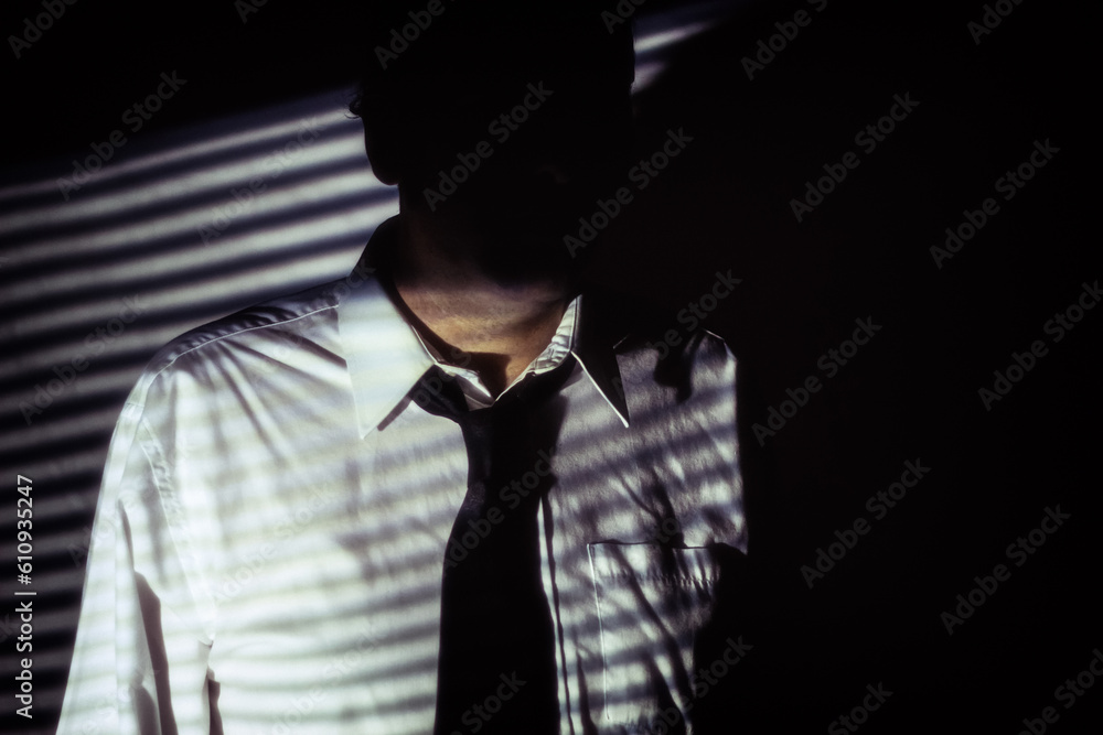 Faceless Shadow Man Interrogator. Mysterious, anonymous man with face ...