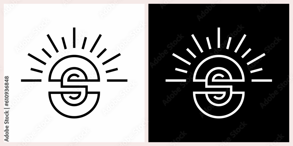 sun spark logo design line art outline icon symbols illustration vector ...