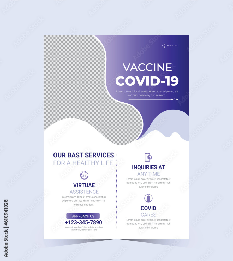 Covid-19 Vaccine Medical care poster and flyer template design Stock ...
