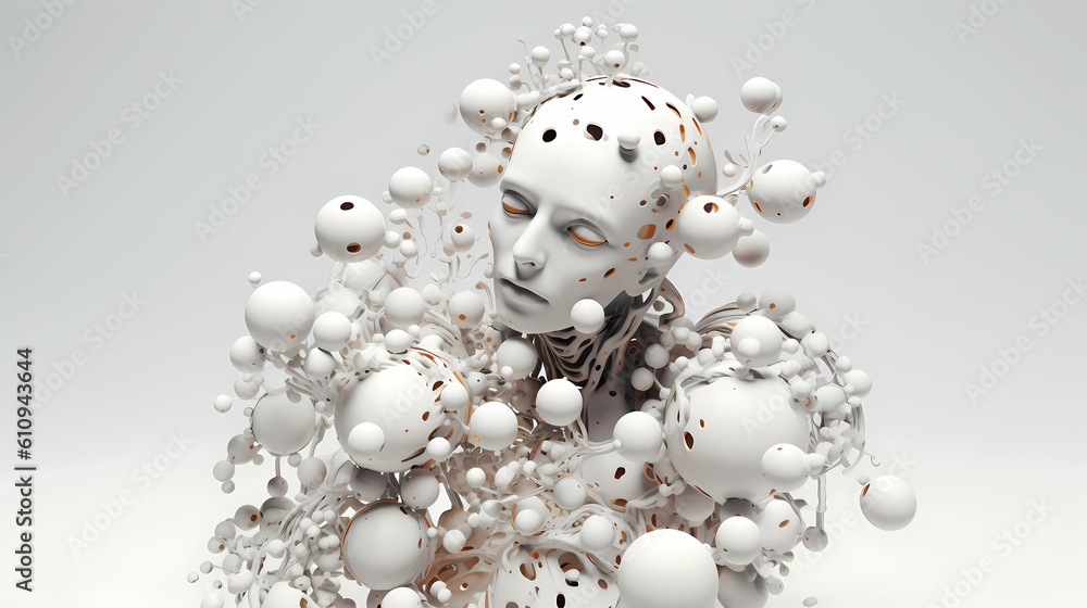 3D render, Visualization of artificial intelligence, AI, KI, Concept ...