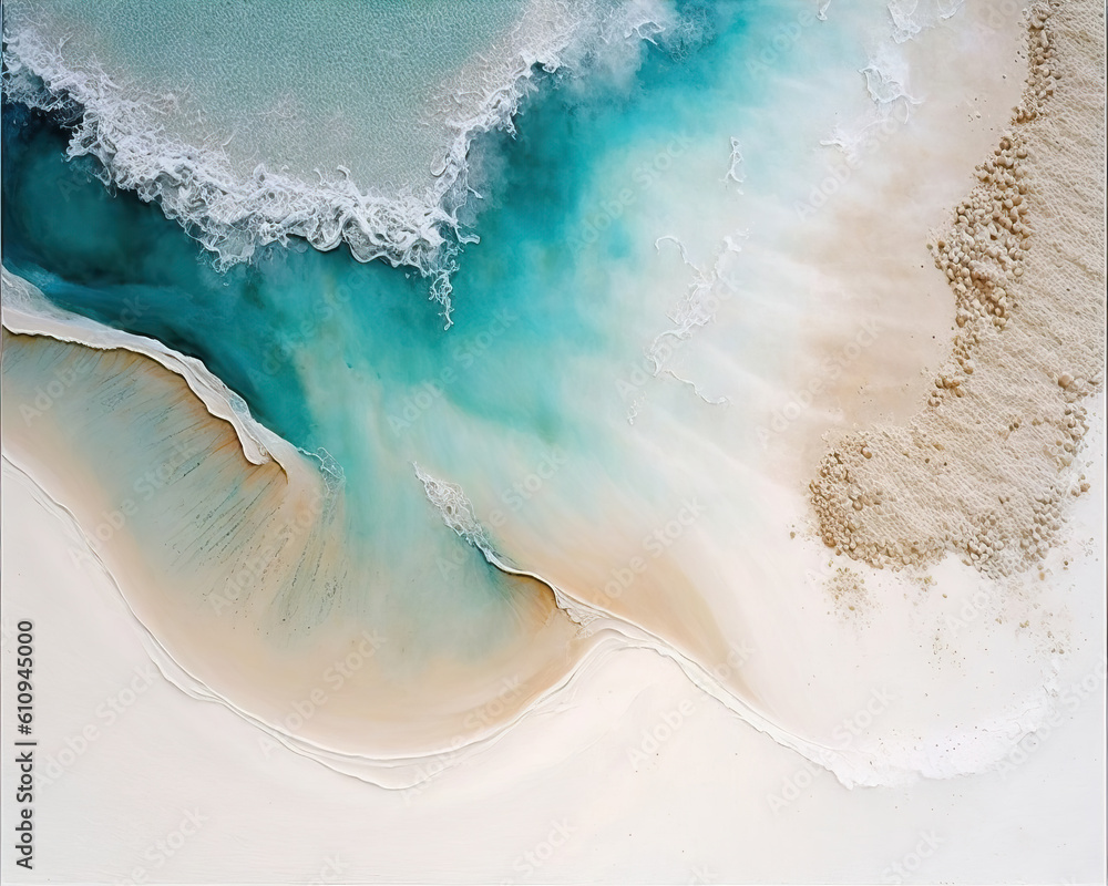 Abstract watercolor turquoise ocean beach for textures. Fresh, cheerful ...