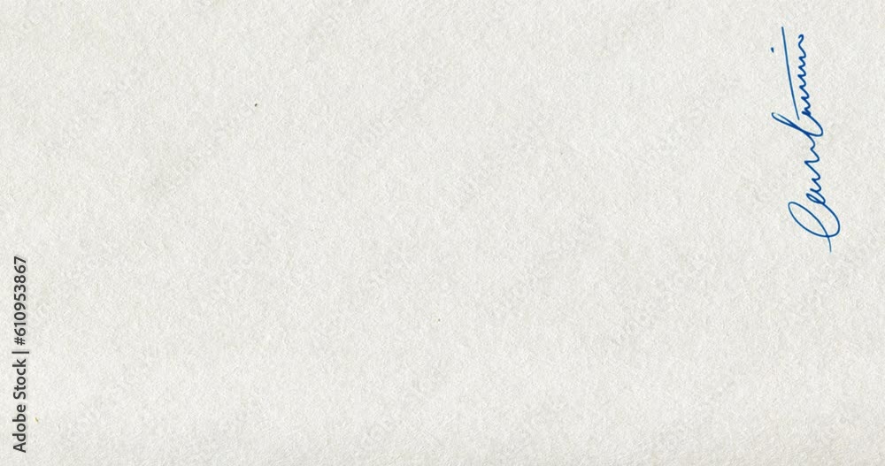 Indecipherable signature vertical on natural texture paper. Animation ...