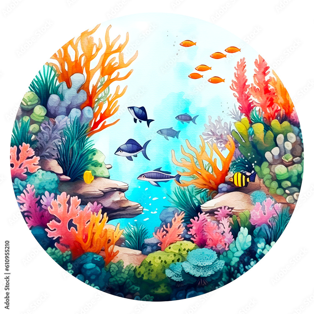 Ocean watercolor clipart, isolated, transparent background, created ...