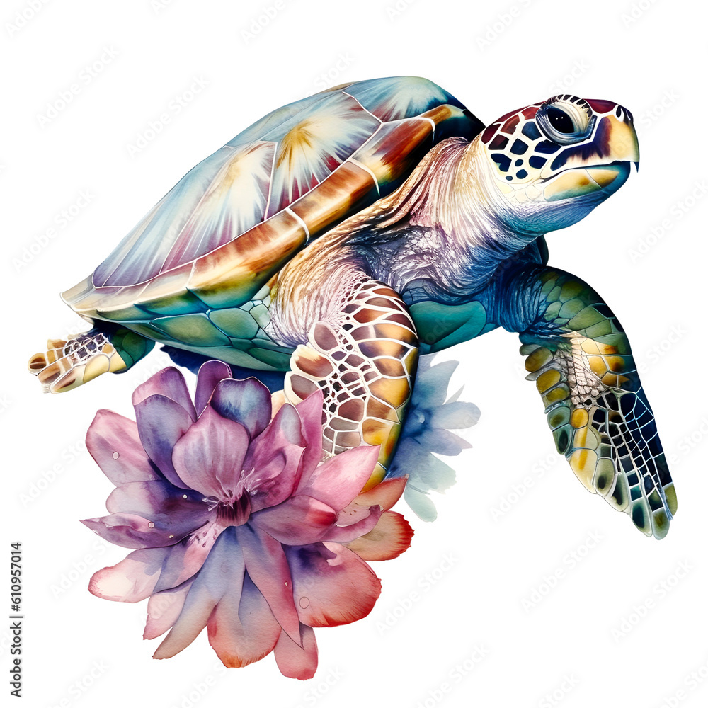 Sea turtle watercolor clipart, isolated, transparent background ...