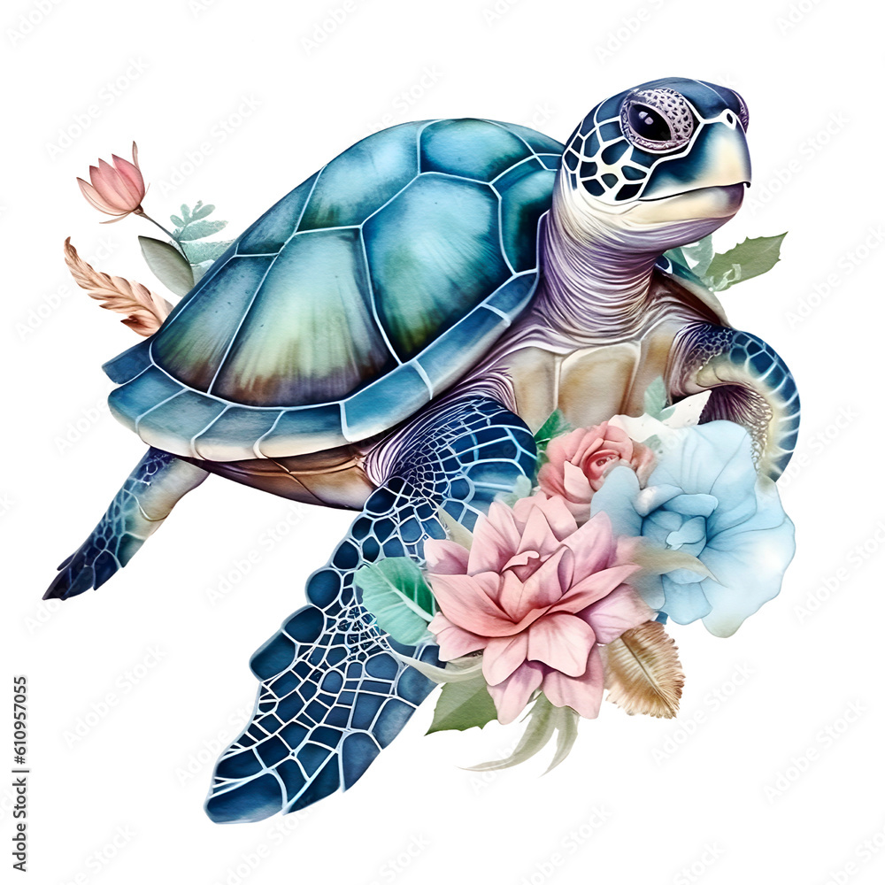Sea turtle watercolor clipart, isolated, transparent background ...