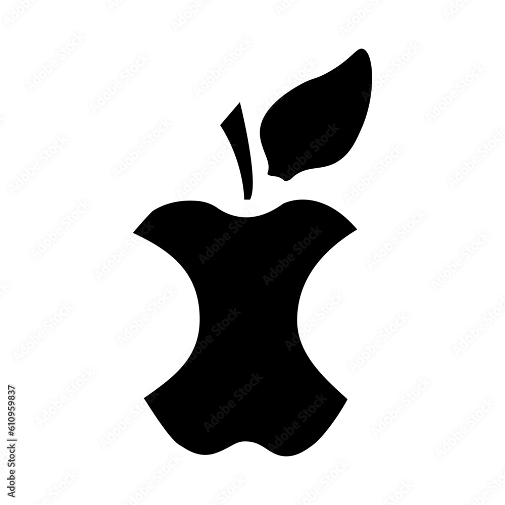 Organic waste line icon. Apple core sign. Leftover food products symbol ...