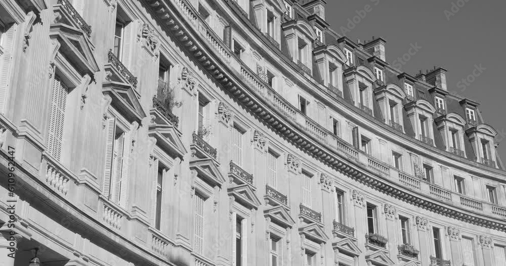 Monochromatic View Of A Typical Facade Exterior Of Haussmann ...