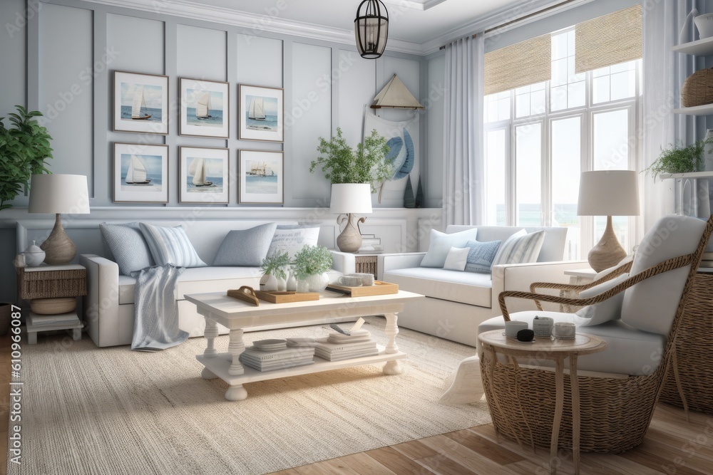 Living room in Coastal/Hamptons design inspired by the beach, this ...