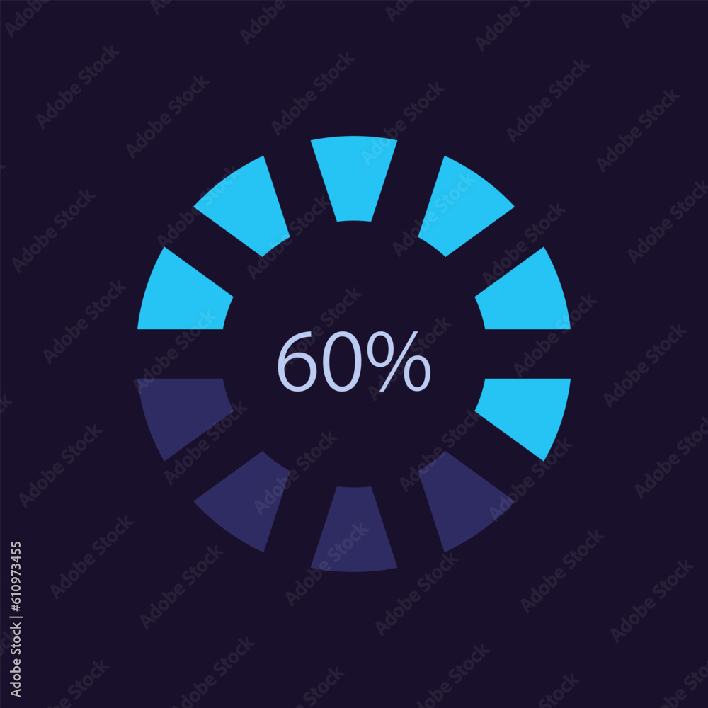Loader bar infographic chart design template for dark theme. Circular ...