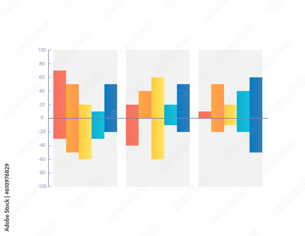Column infographic chart design template with negative field. Stock ...