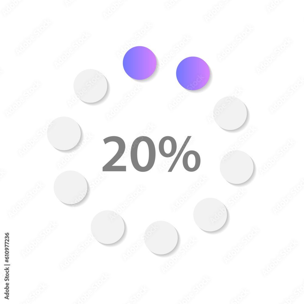 Radial gradient infographic chart design template. Twenty percentage ...