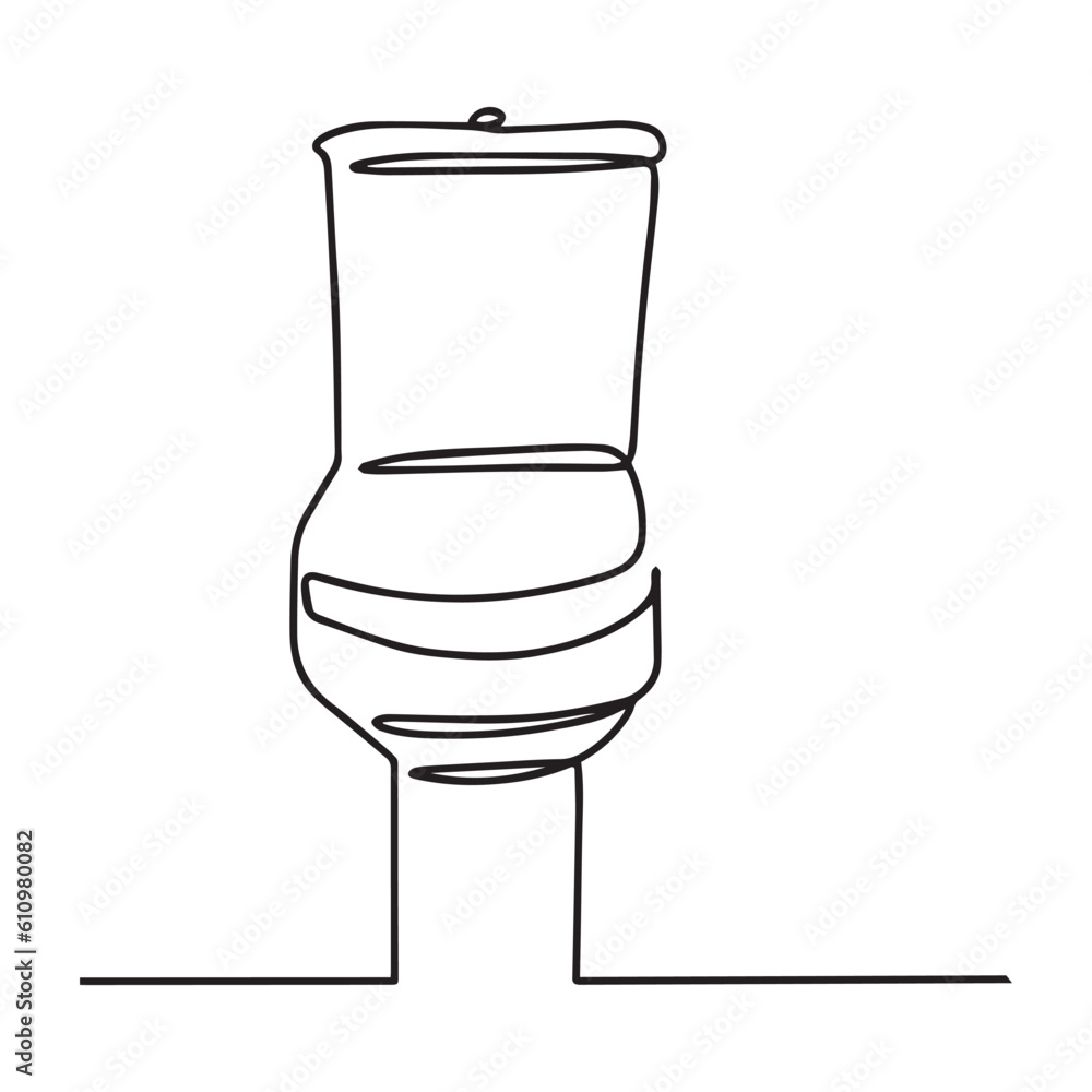 One continuous drawn single art line doodle sketch toilet. Toilet in ...