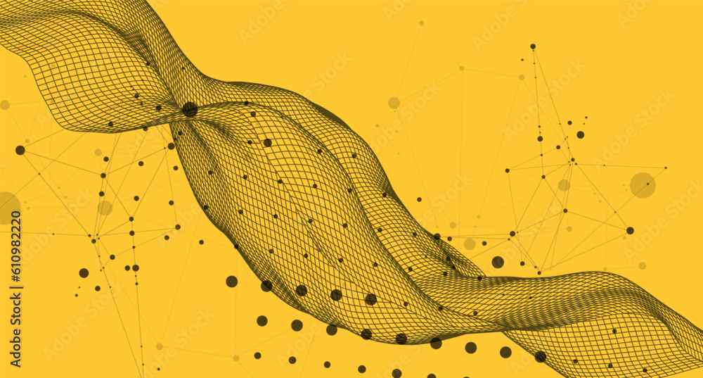 The abstract wave is made in a frame style. Template for science and ...