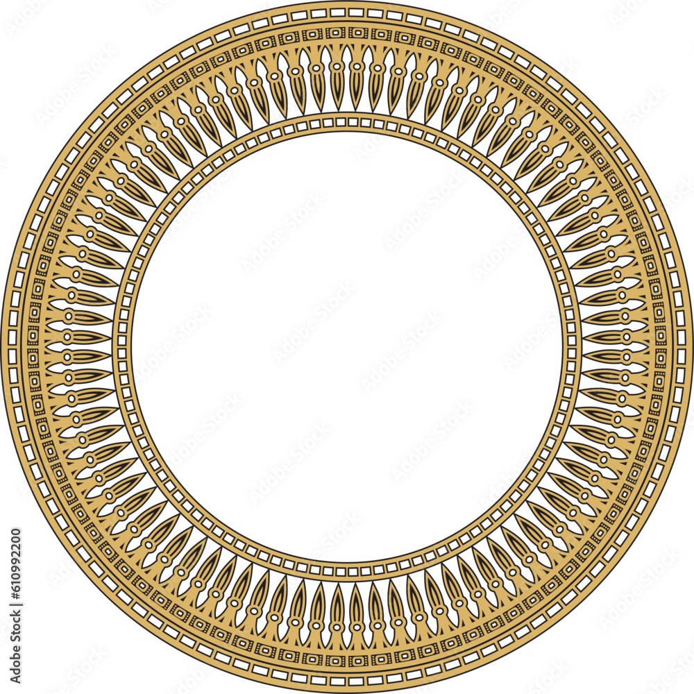 Vector golden round ornament of ancient Egypt. Circle Border, frame in ...