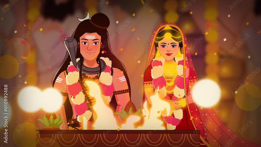Lord Shiva and Goddess Parvati Marriage Vector Art, Lord Shiva Vector ...