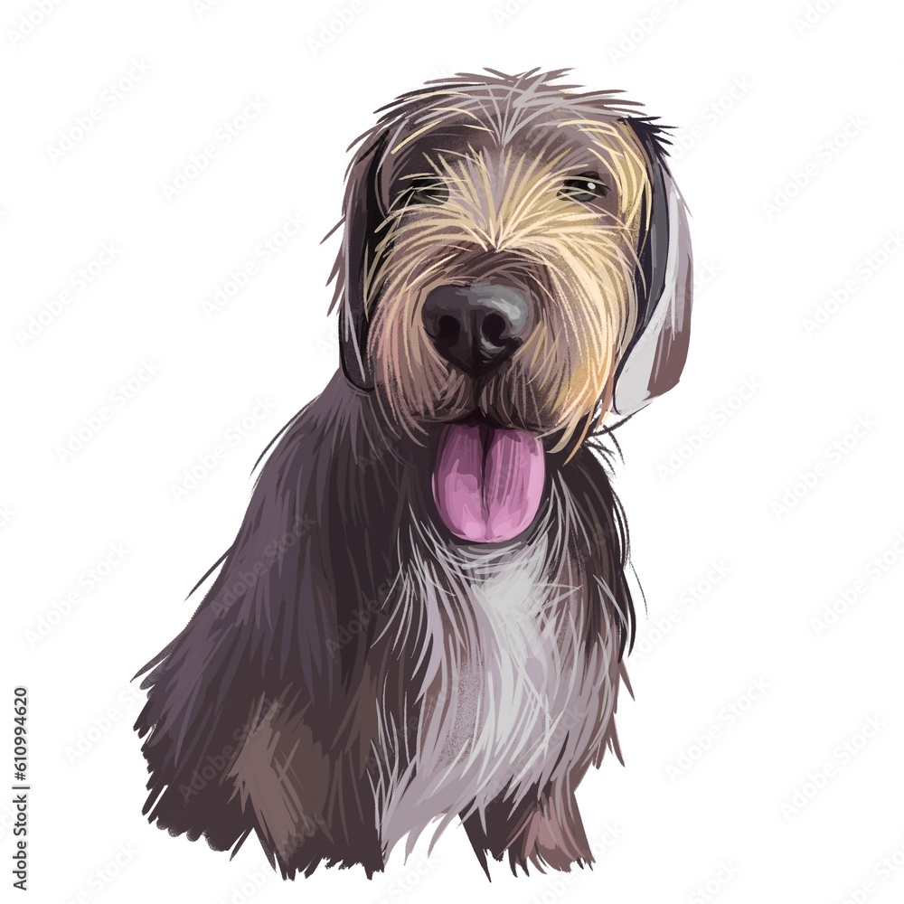 Slovak rough haired pointer sticking out tongue digital art. Pet hand ...
