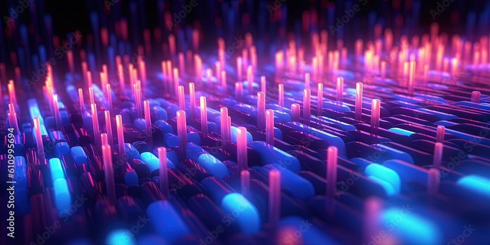 abstract futuristic background with gold PINK blue glowing neon moving ...