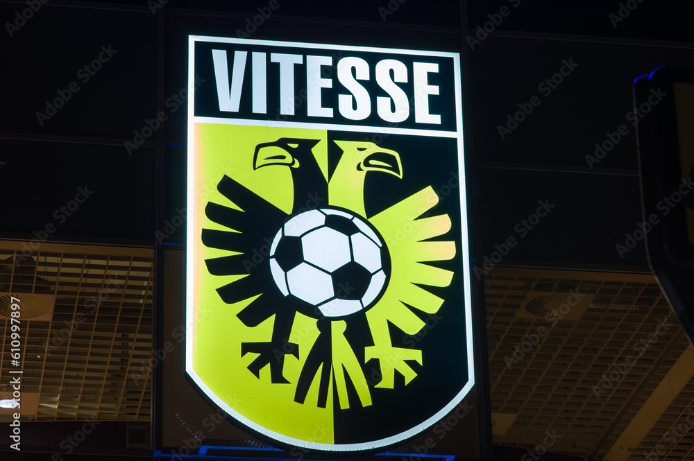 Arnhem, Netherlands - March 4, 2020: The Vitesse logo at night. Vitesse ...