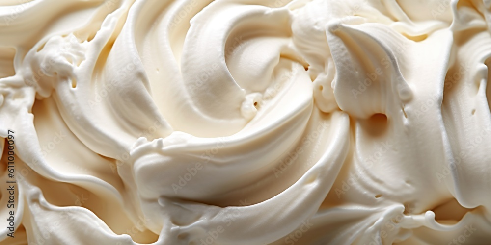 Generative AI, vanilla ice cream surface, close up texture of white ice ...