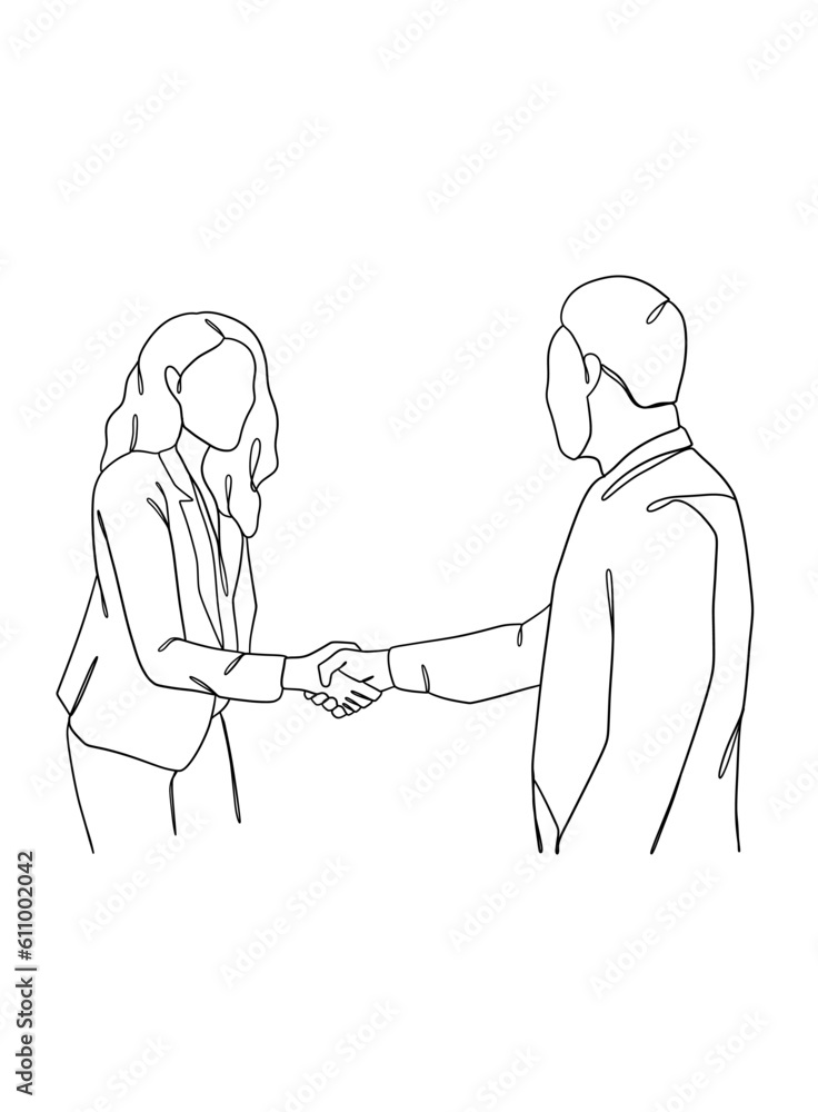 Continuous one line drawing of business agreement. Vector illustration ...