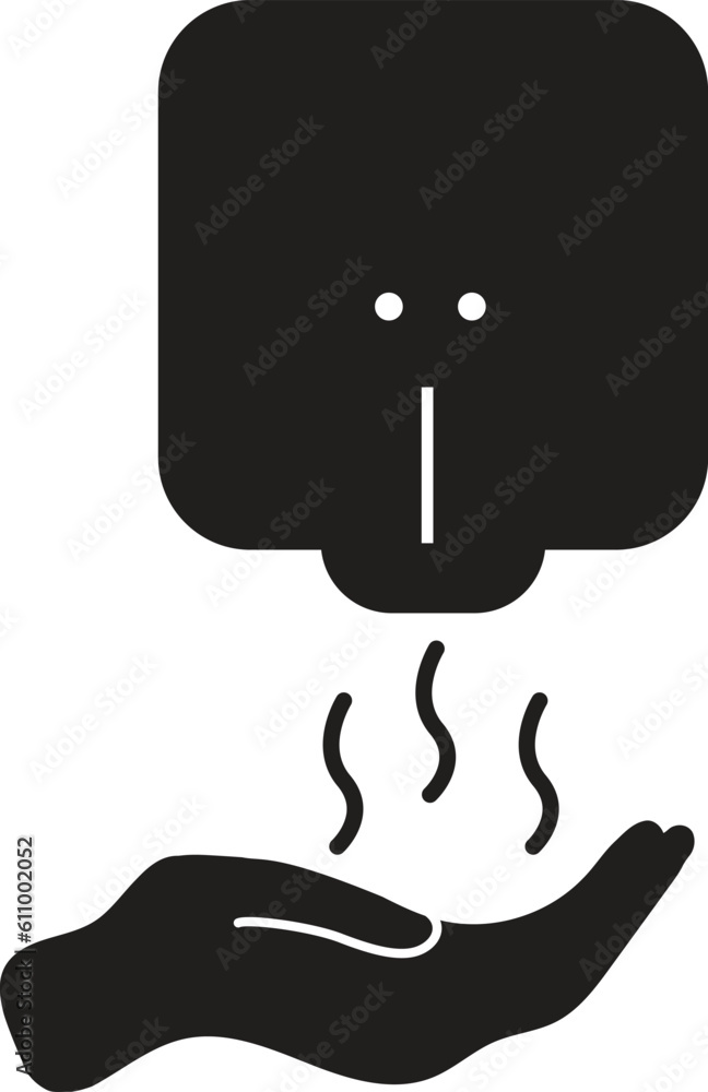 Hand dryer icon. Hands under hand dryer sign. Hand dryer machine symbol ...