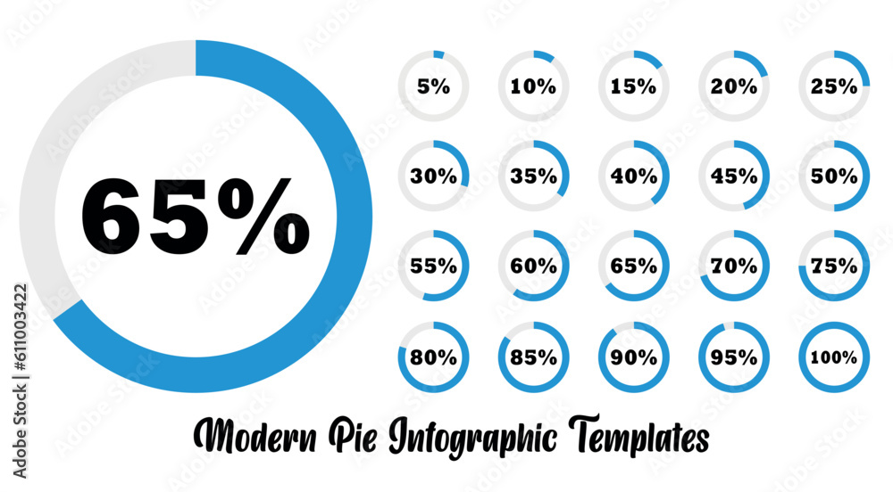 100 Number percentage circle diagrams for infographic. Circle ...