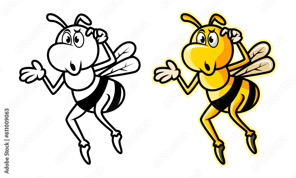 confused cute bee cartoon mascot Stock Vector | Adobe Stock