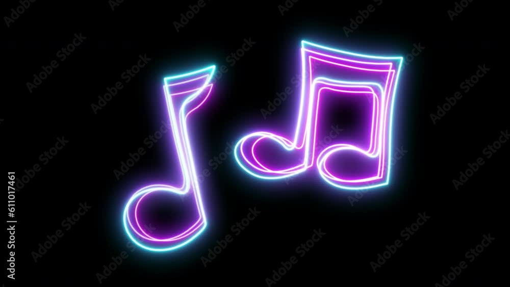 Animated Neon Music Symbol Classic Melody Signs with Glowing Neon ...