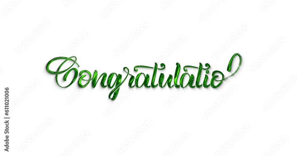 Congratulations Animated handwriting text modern calligraphy in shiny ...