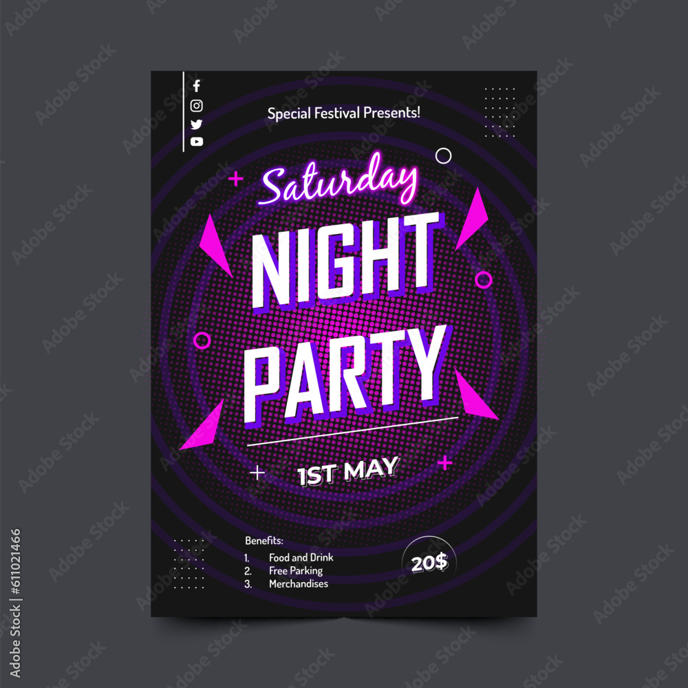 night party brochure flyer template editable eps cc Stock Vector ...