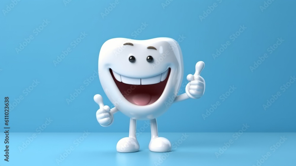 Realistic happy white tooth character giving a thumbs up. Generative ai ...