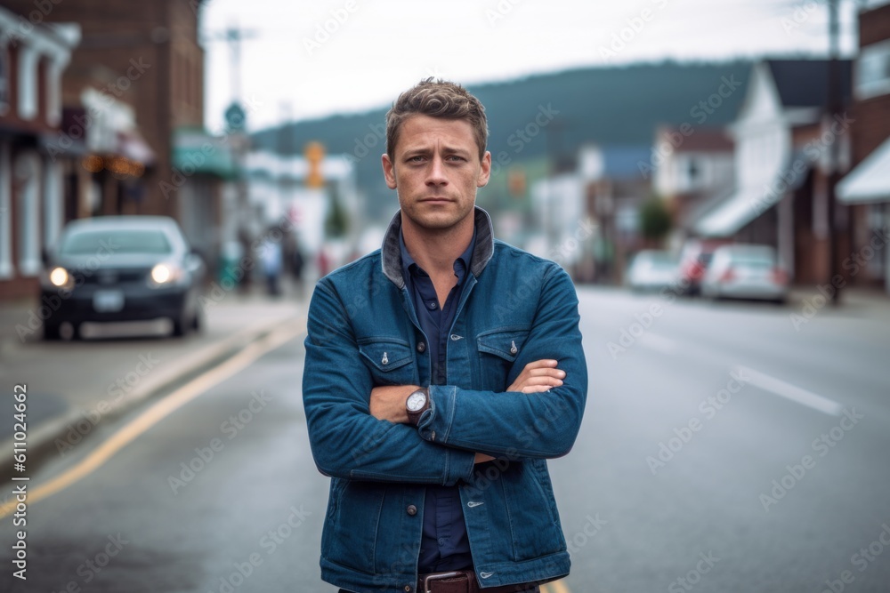 Lifestyle portrait photography of a glad boy in his 30s with crossed ...