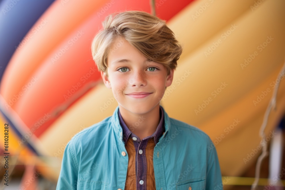 Medium shot portrait photography of a grinning boy in his 30s with ...