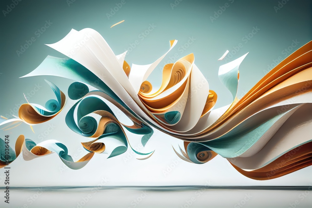 paper streamer in motion, waving and fluttering in the breeze, created ...