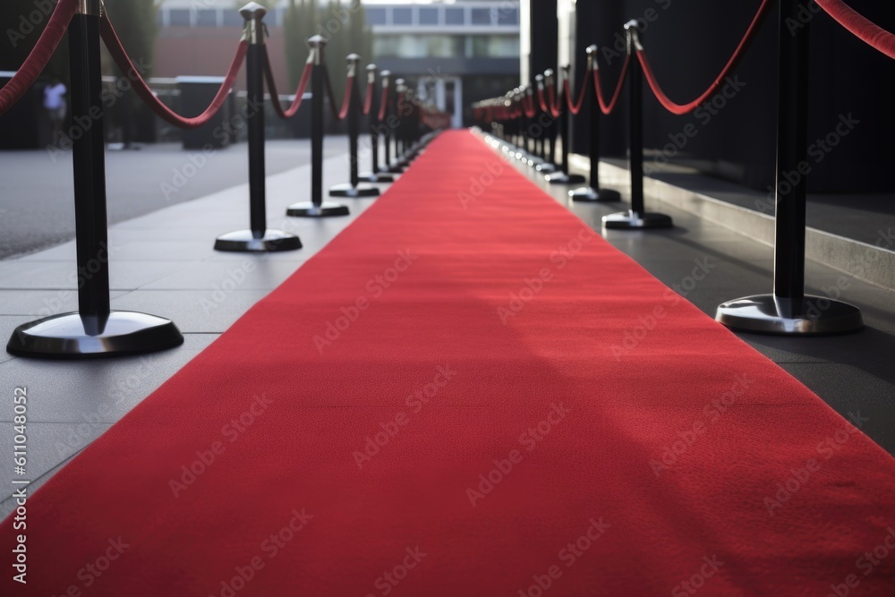 red carpet lined with black marker for easy tracking, created with ...