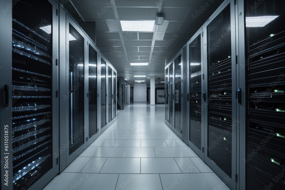 modern data center with sleek design, state-of-the-art technology, and ...