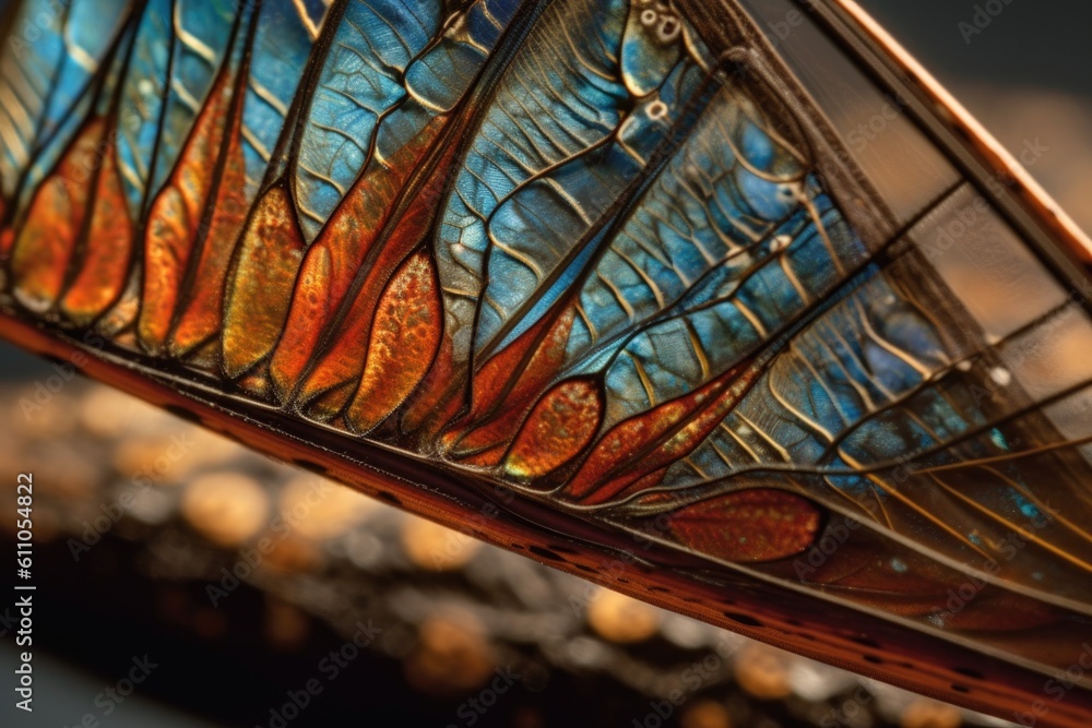 microscope slide with magnified view of butterfly wing, intricate ...