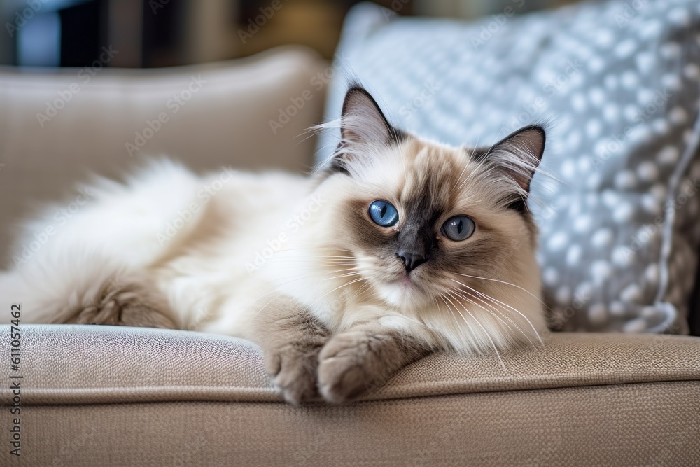 Group portrait photography of a happy ragdoll cat whisker twitching ...