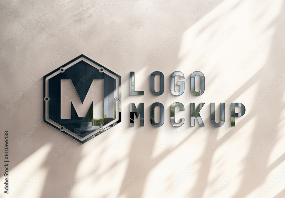 Logo With Reflective 3D Metal Effect Mockup Stock Template | Adobe Stock