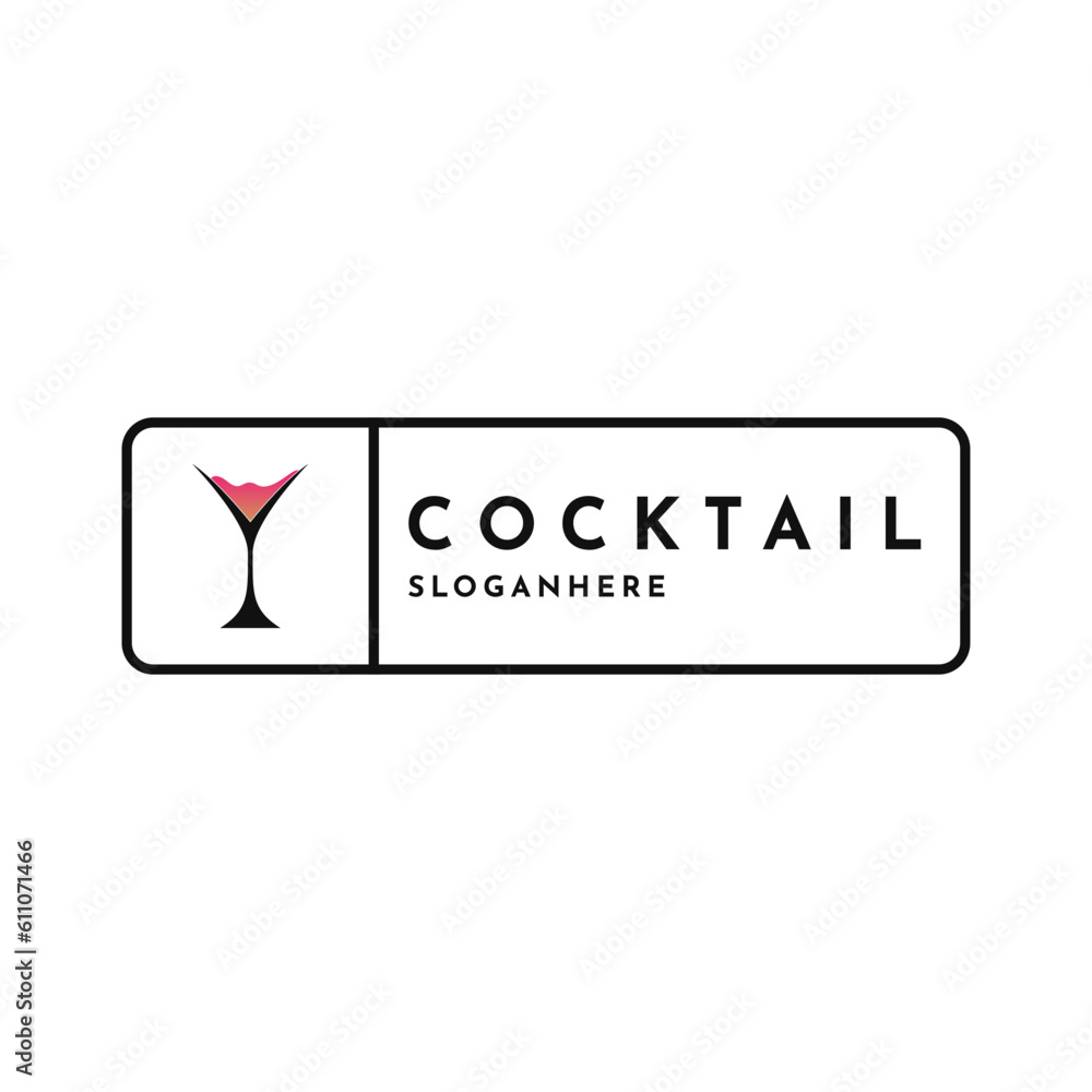 Vintage retro cocktail bar logo design template Stock Vector | Adobe Stock