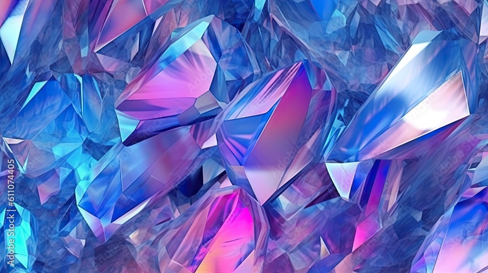 Abstract crystal background, iridescent texture, macro panorama ...