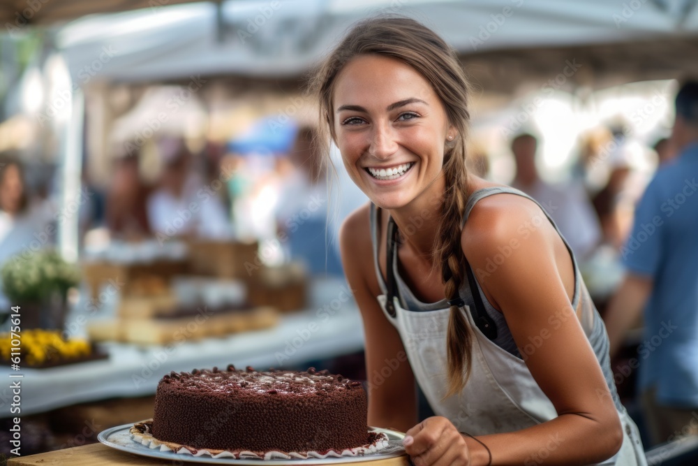 Medium shot portrait photography of a satisfied girl in her 30s making ...