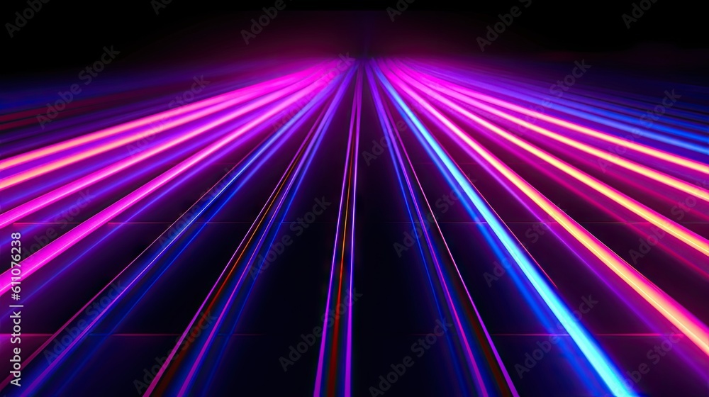 Abstract minimal neon background, pink blue neon lines going up ...