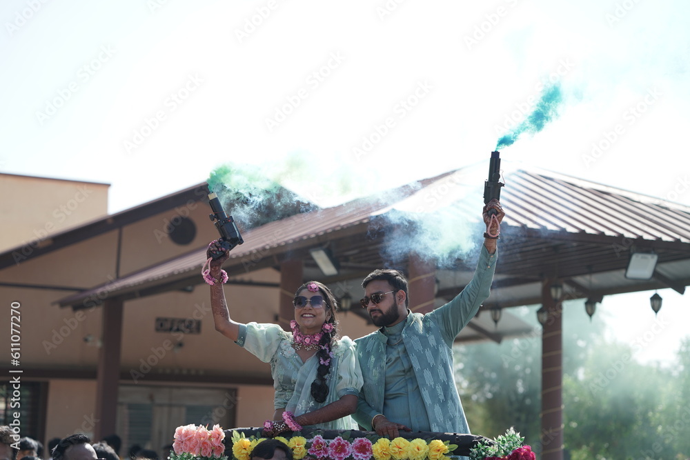 Rajasthan, India 14th May 2023: Dulha and Dulhan Baraat entry in Thar ...