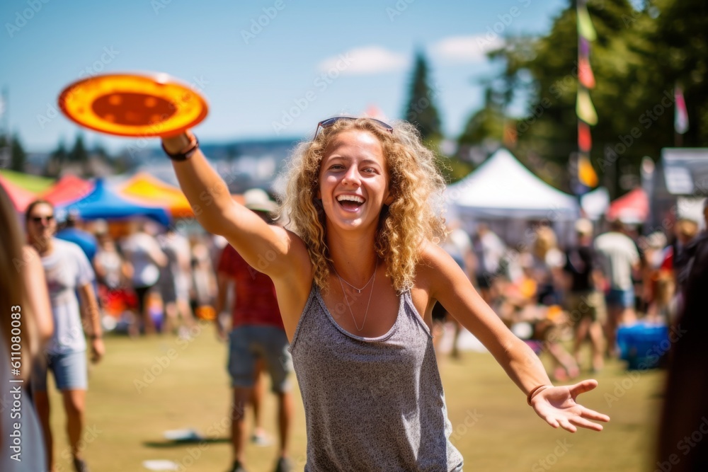 Medium shot portrait photography of a joyful girl in her 30s throwing ...