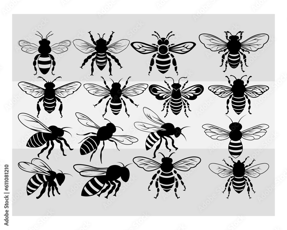 Bee Svg | SVG Bundle | Bumble Bee Svg | Honey Bee Silhouette| Animals ...