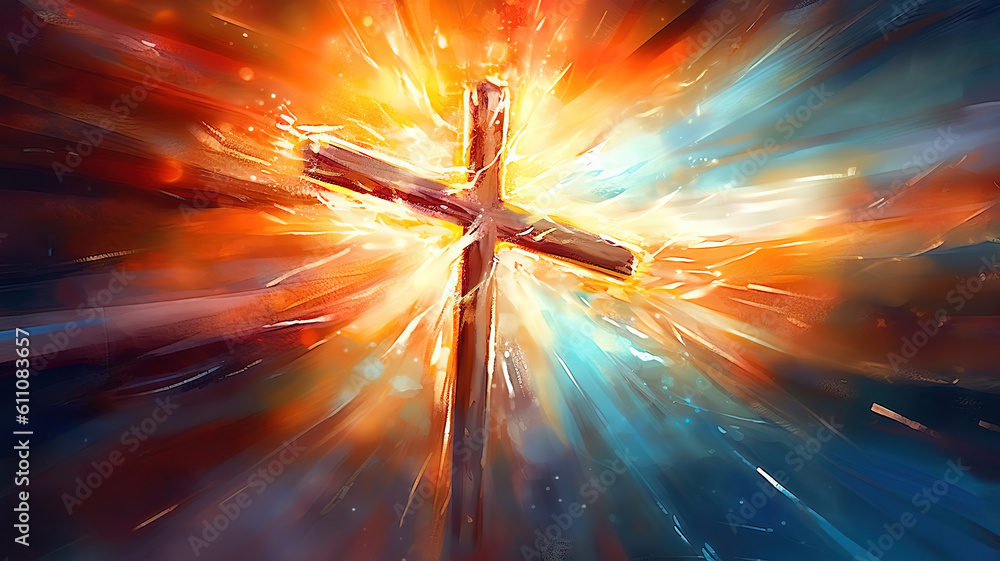 Cross of jesus christ break barrier wire on a background. Generative ai ...